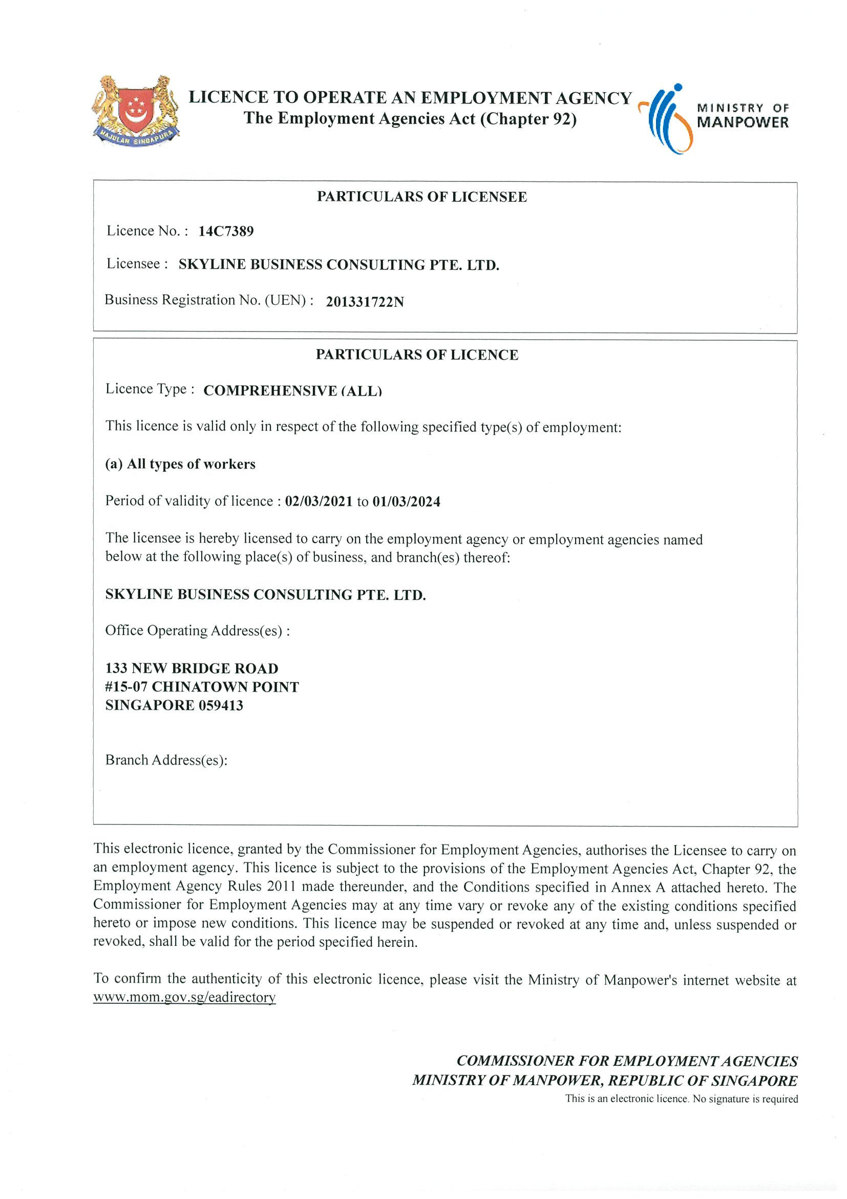 Skyline Business-Our Qualification